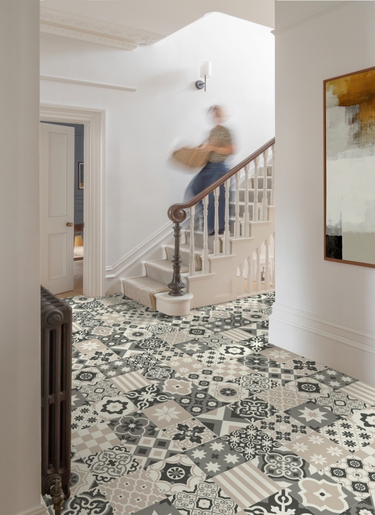 Peretti Zara Geometric Ceramic Tile Vinyl Flooring | Tapi